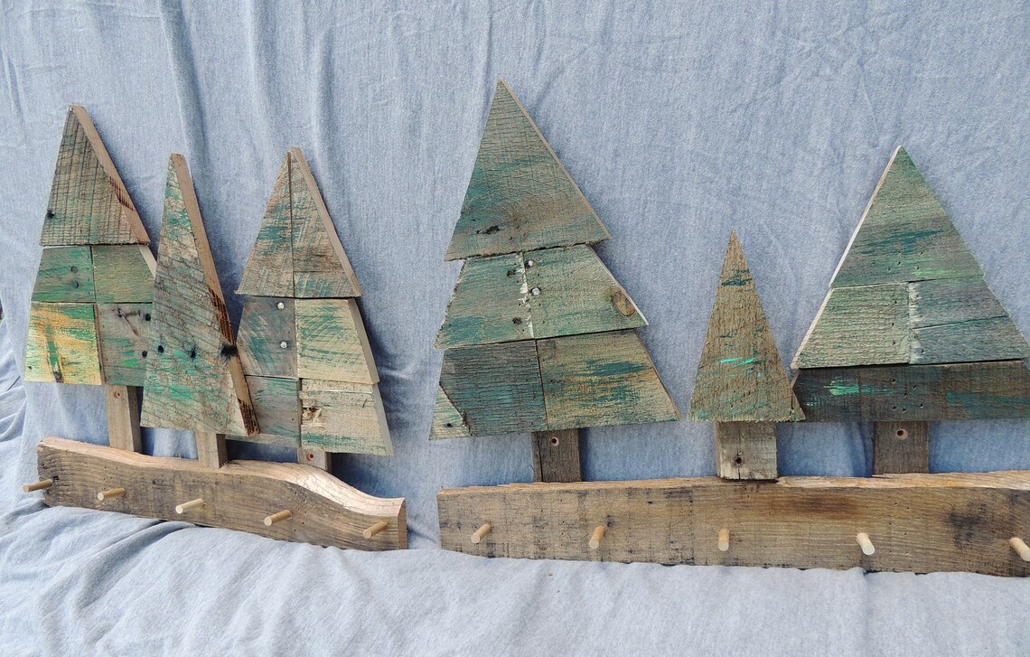 Pine Tree Key Rack, Forest Entryway Hooks, Rustic Home Decor, Reclaimed ...