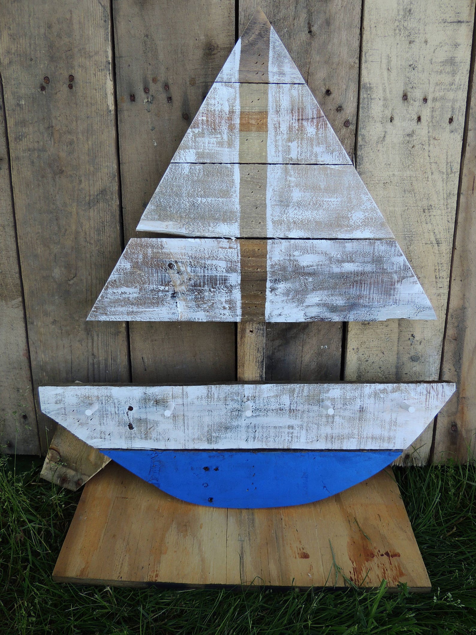 Sailboat Key Rack Boat Sailing Entryway Hooks Nautical Home Decor Blue ...