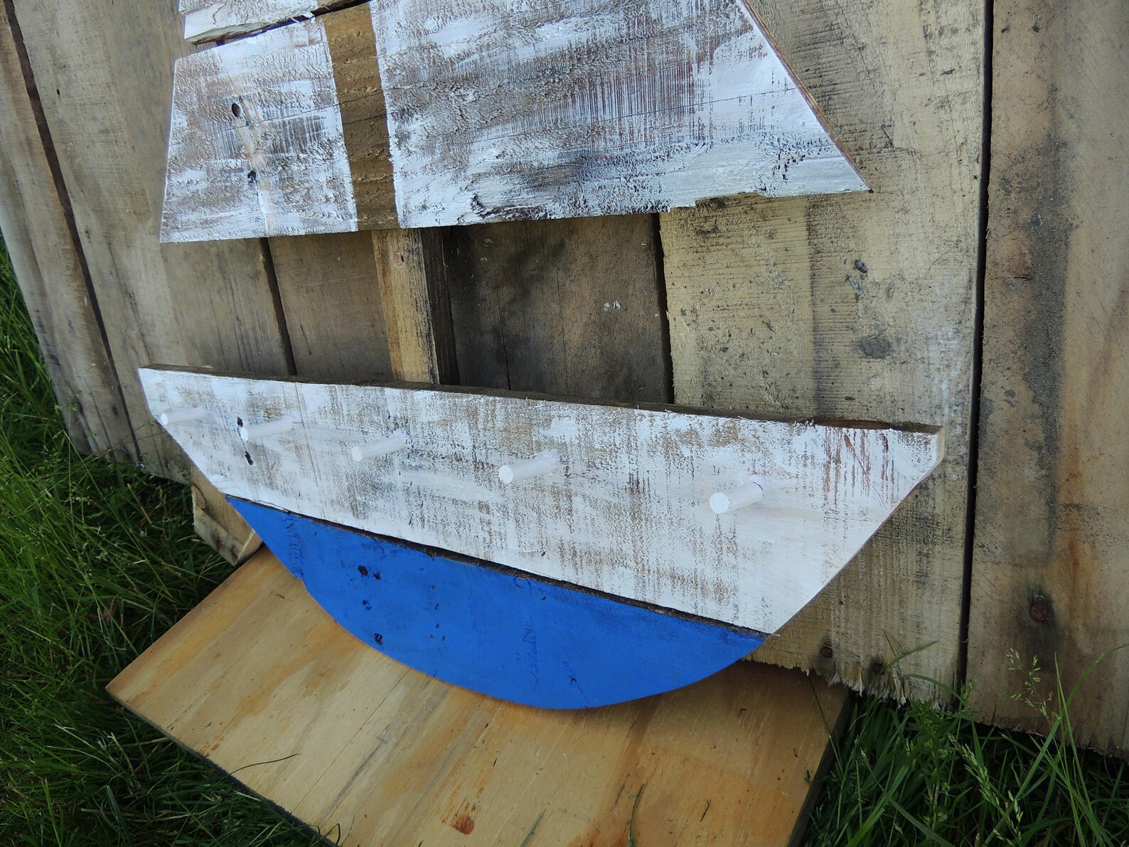 Sailboat Key Rack Boat Sailing Entryway Hooks Nautical Home Decor Blue ...