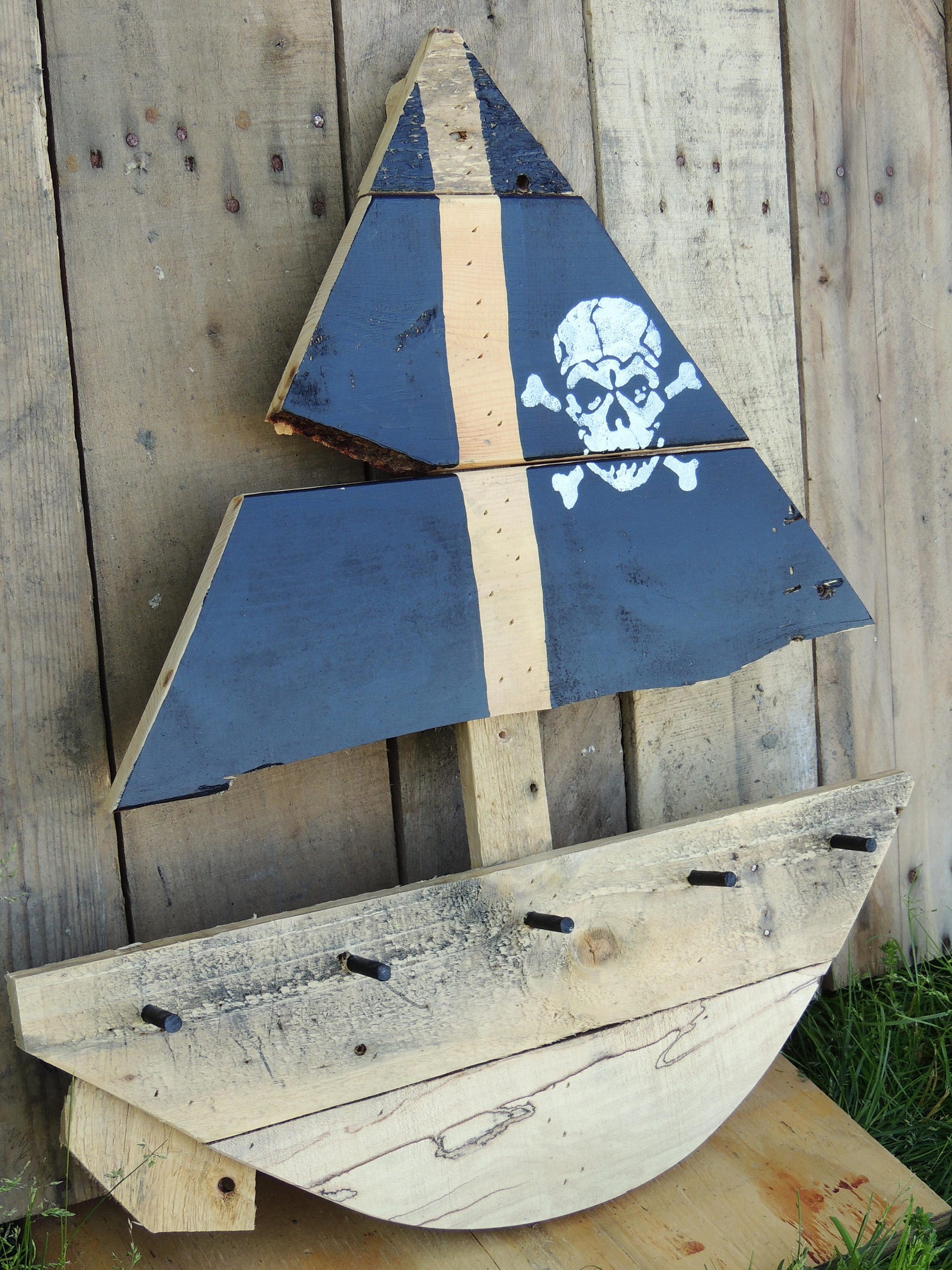 Pirate Ship Key Rack Hooks Kids Children's Room Man Cave Decor Jolly ...