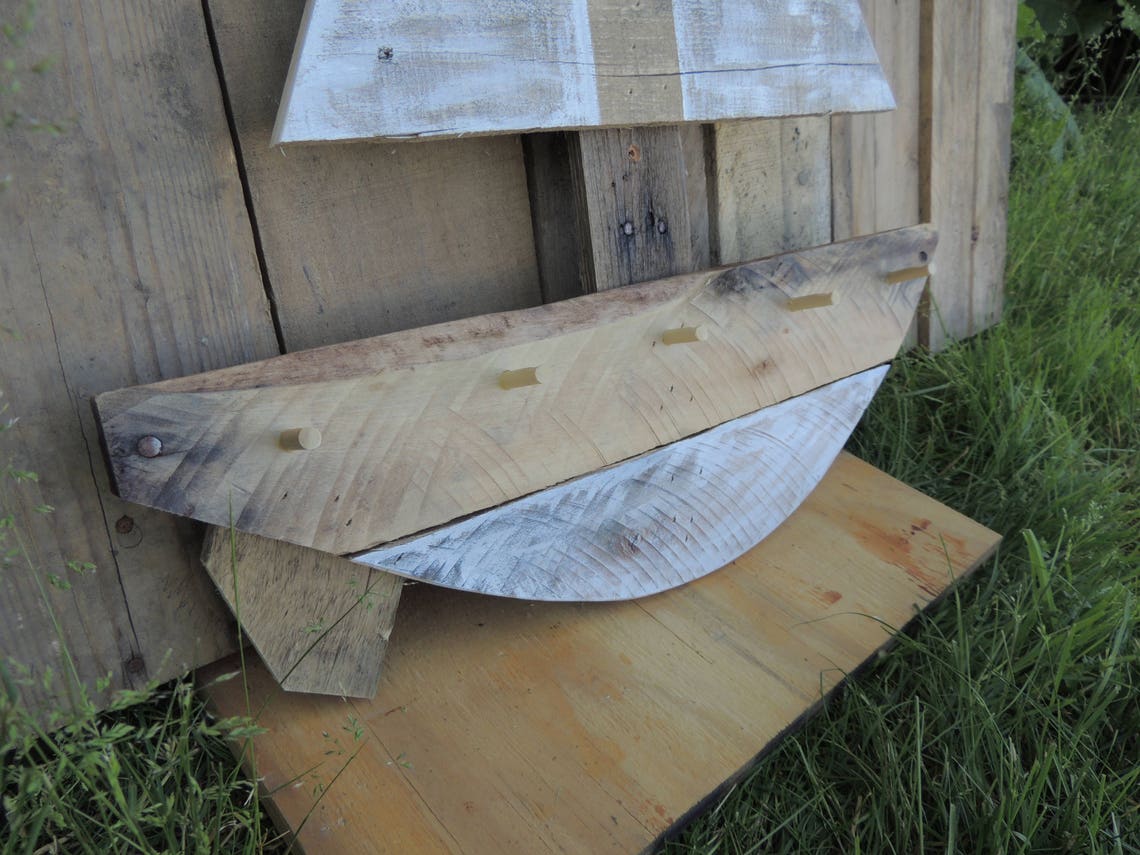 Sailboat Key Rack Boat Sailing Entryway Hooks Nautical Home Decor White ...