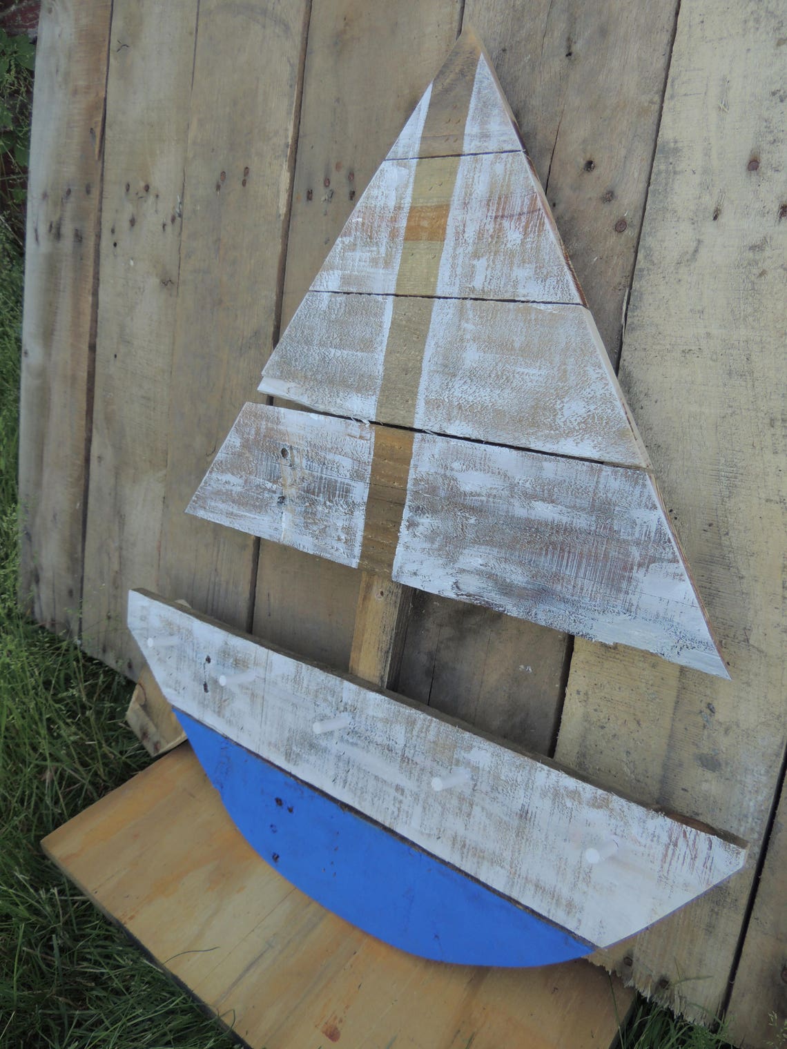 Sailboat Key Rack Boat Sailing Entryway Hooks Nautical Home Decor Blue ...