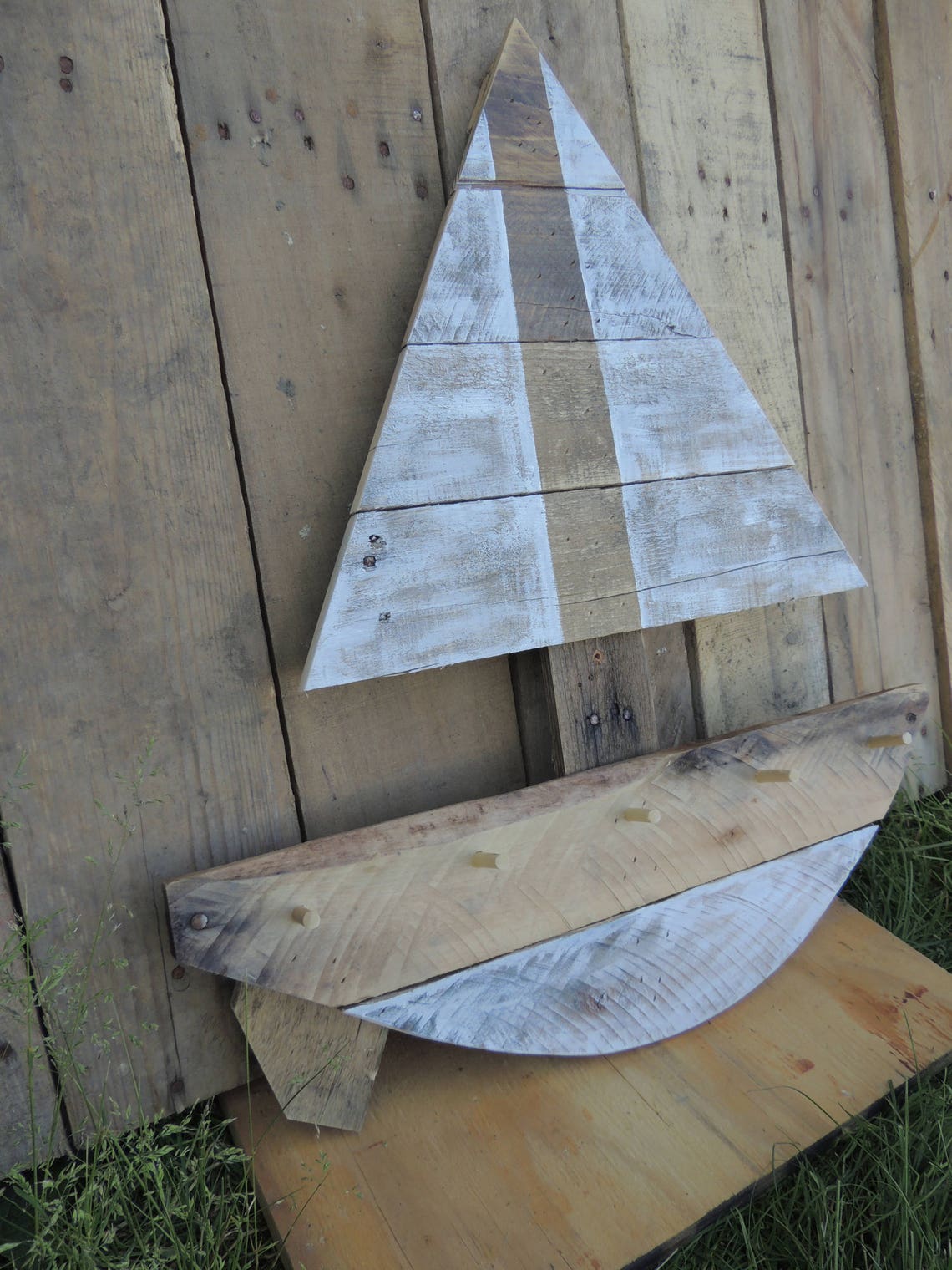 Sailboat Key Rack Boat Sailing Entryway Hooks Nautical Home Decor White ...