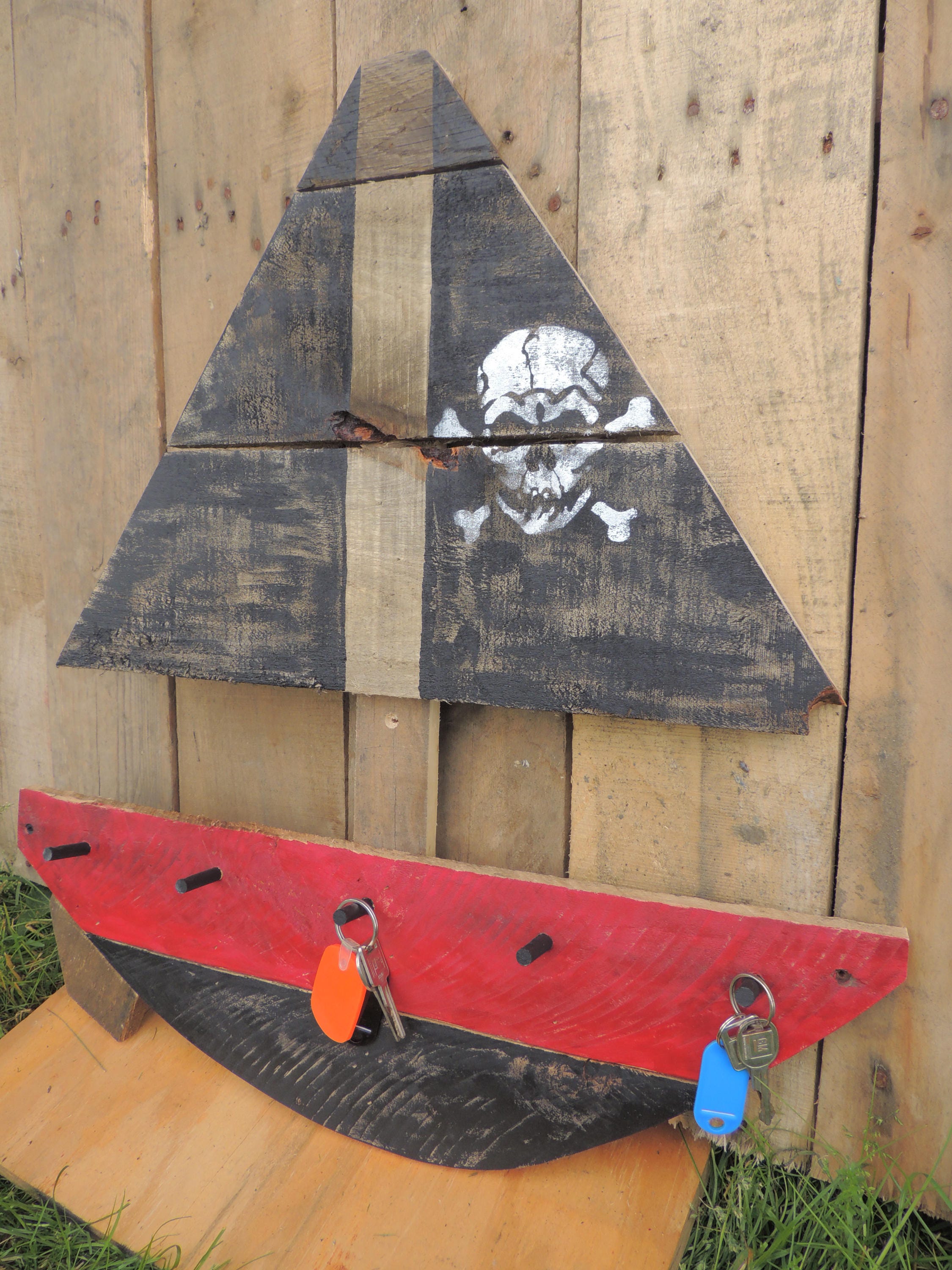 Pirate Ship Key Rack Hooks Kids Children's Room Man Cave Decor Jolly ...