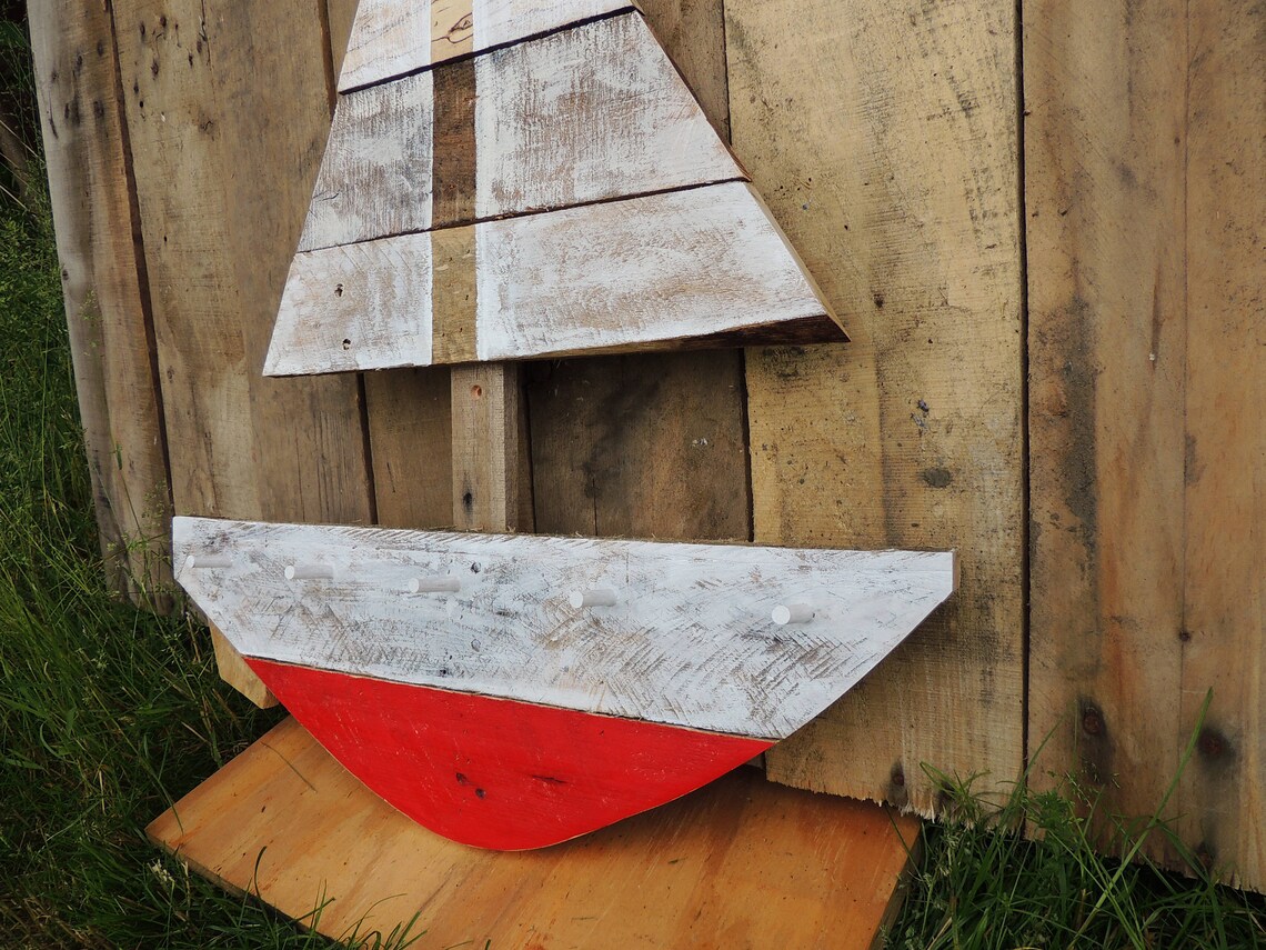 Sailboat Key Rack Boat Sailing Entryway Hooks Nautical Home | Etsy