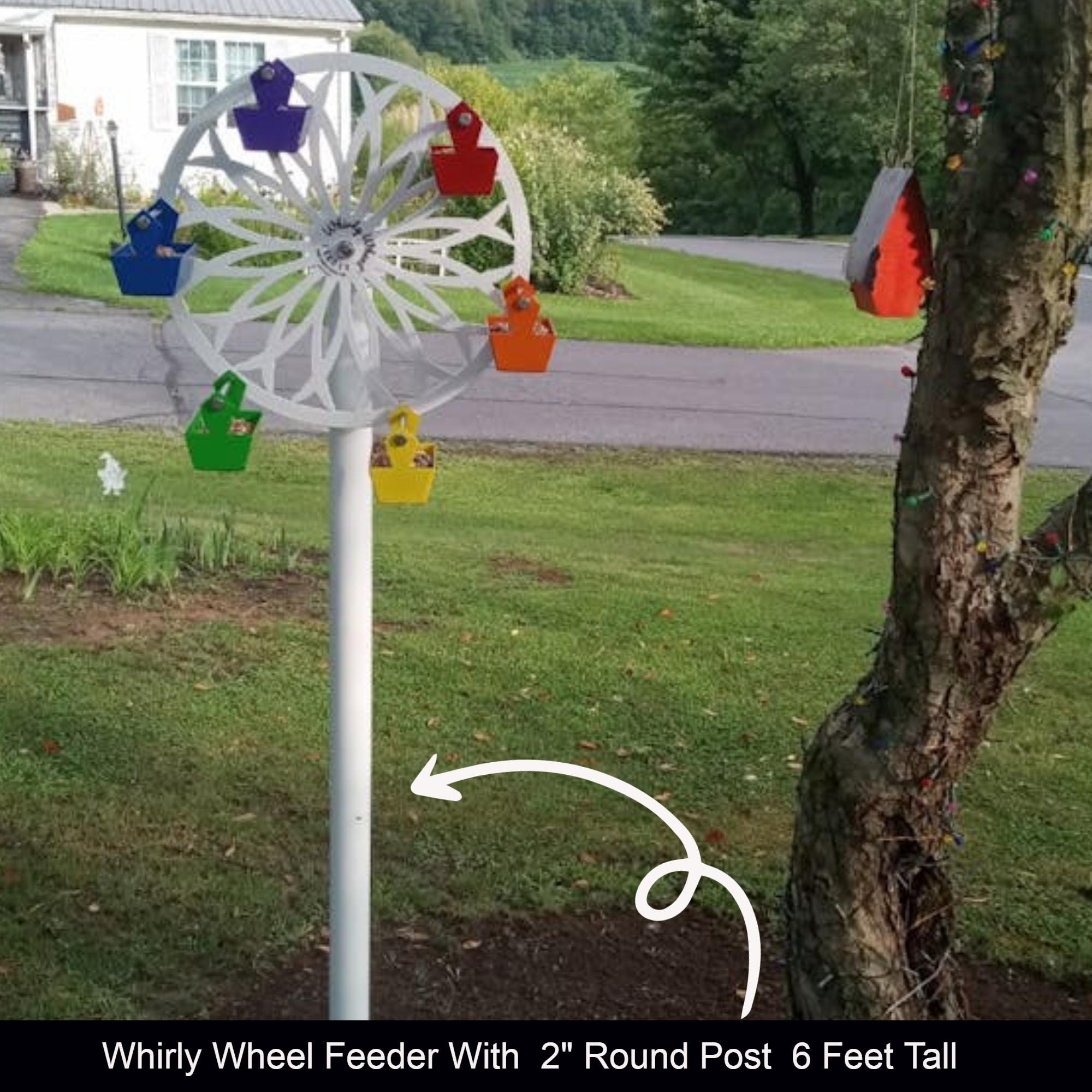 Spinning Bird Feeder! Rainbow Color Feeder Ferris Wheel Metal Yard Art ...