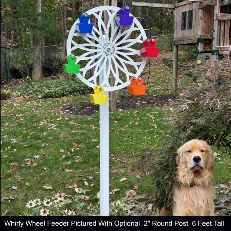 Rainbow Spinning Bird Feeder: Metal Ferris Wheel Yard Art - Etsy