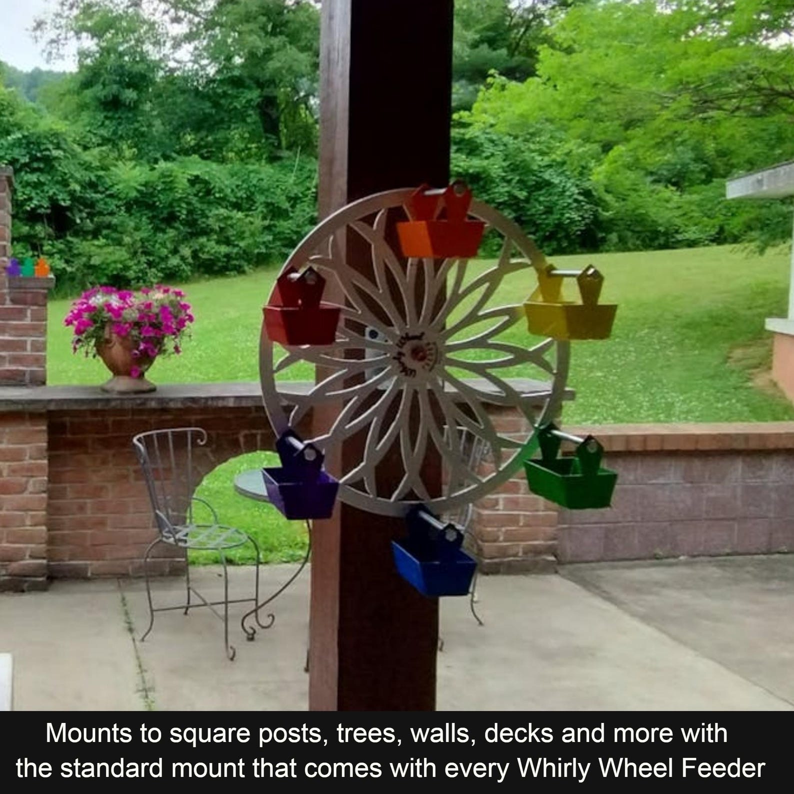 Rainbow Spinning Bird Feeder: Metal Ferris Wheel Yard Art - Etsy