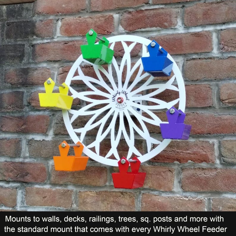 Rainbow Spinning Bird Feeder: Metal Ferris Wheel Yard Art - Etsy