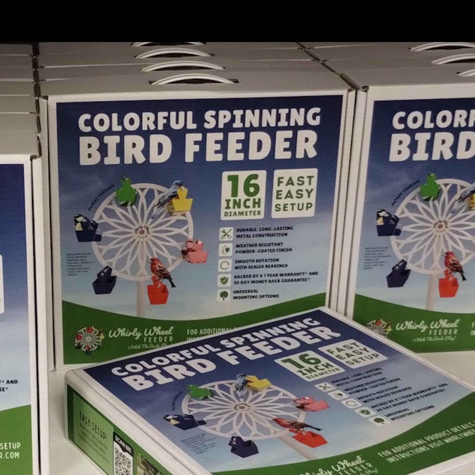 Spinning Bird Feeder! Rainbow Color Feeder Ferris Wheel Metal Yard Art ...