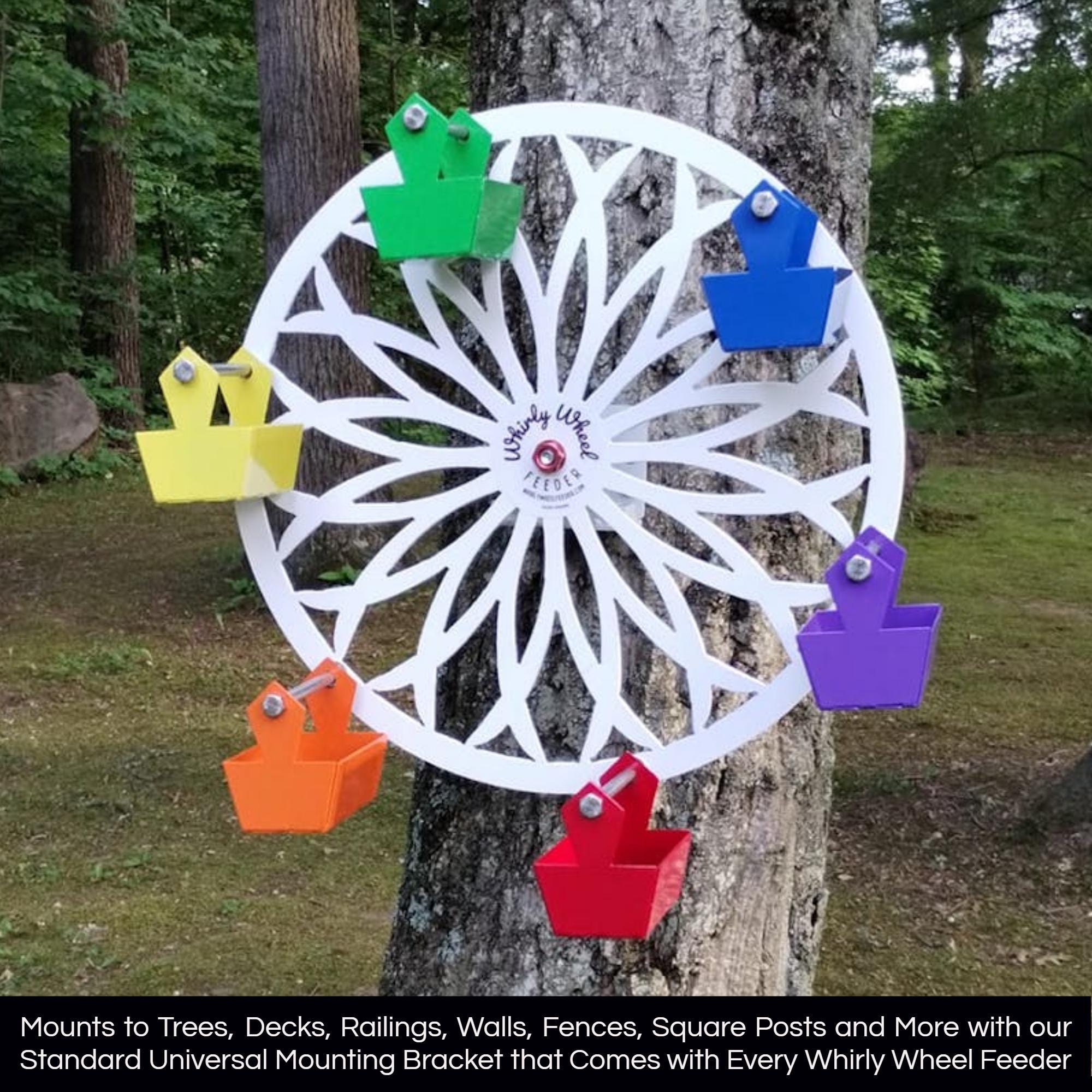Rainbow Spinning Bird Feeder: Metal Ferris Wheel Yard Art - Etsy