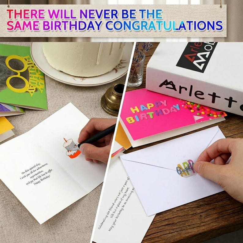 32 Pack Assorted Birthday Cards With Envelopes and Stickers, 4x6 Unique ...