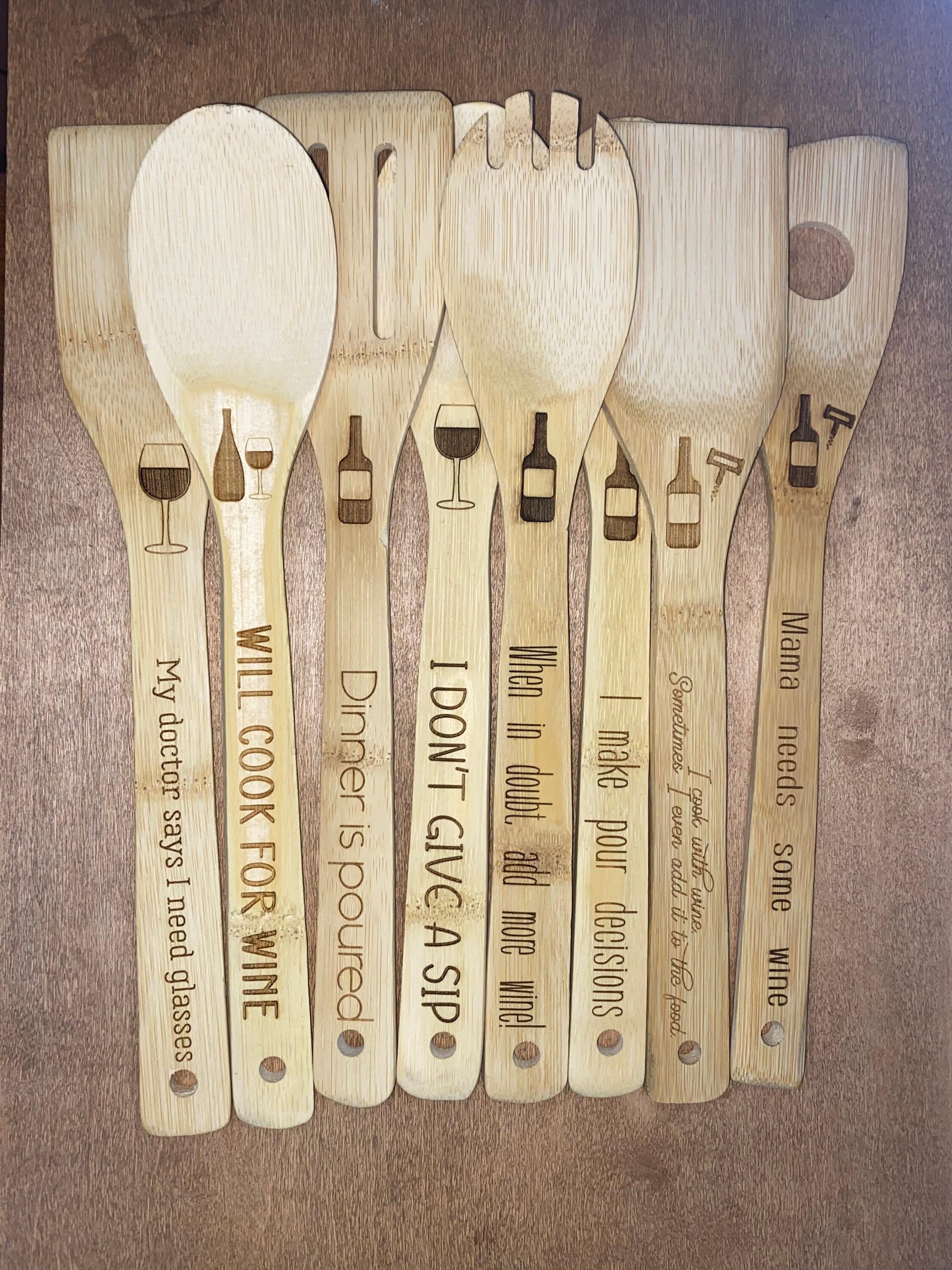 DIGITAL FILE ONLY Wine Themed Wooden Spoon Quotes Quick Engrave Fonts ...