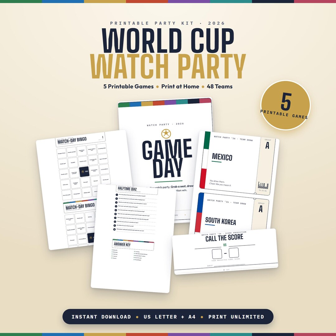 World Cup Watch Party Games Bundle | Soccer Bingo, Sweepstake, Quiz ...