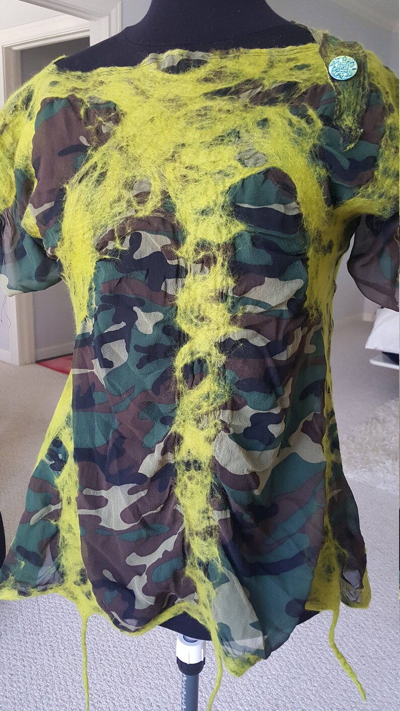 Camouflage Top, Post-apocalyptic Top, Camo Top, Steampunk Shirt, Felted ...