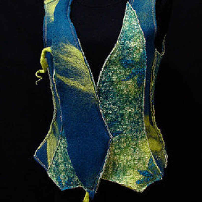 Nuno Felted Vest, Wool Vest, Merino Hand Made Vest, Green Felt Vest ...