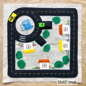 Road Playmat - Felt Handmade Toy - Fold up Car Track - Road Map Pretend ...