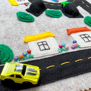 Road Playmat - Felt Handmade Toy - Fold up Car Track - Road Map Pretend ...