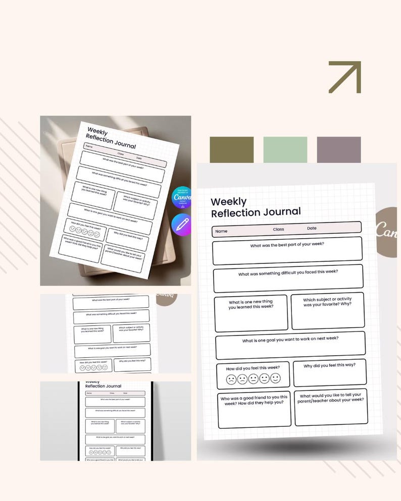 Weekly Reflection Journal Template | Student Class Feelings Tracker ...