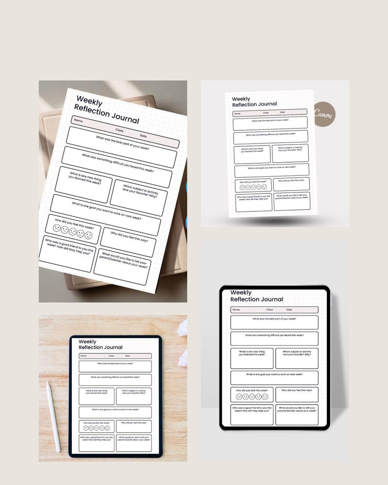 Weekly Reflection Journal Template | Student Class Feelings Tracker ...