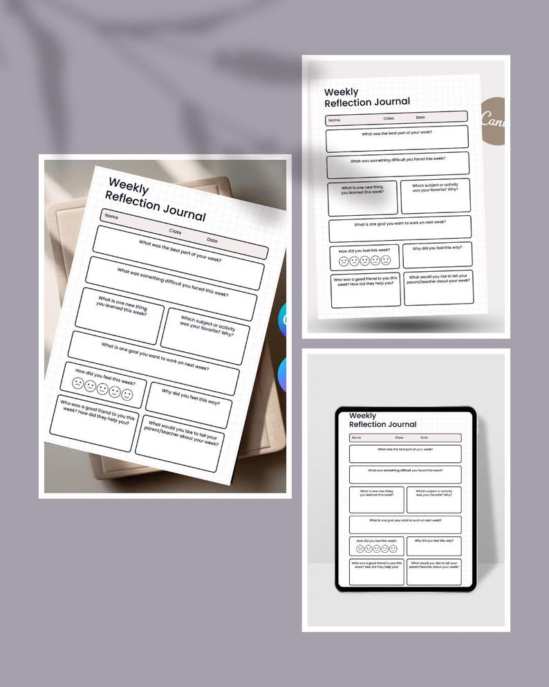 Weekly Reflection Journal Template | Student Class Feelings Tracker ...