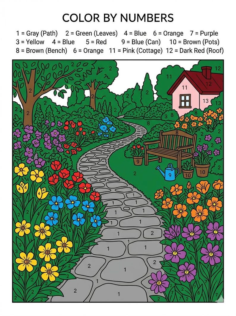 Color by Number E-book, 100 Pages Printable Coloring Book (digital ...