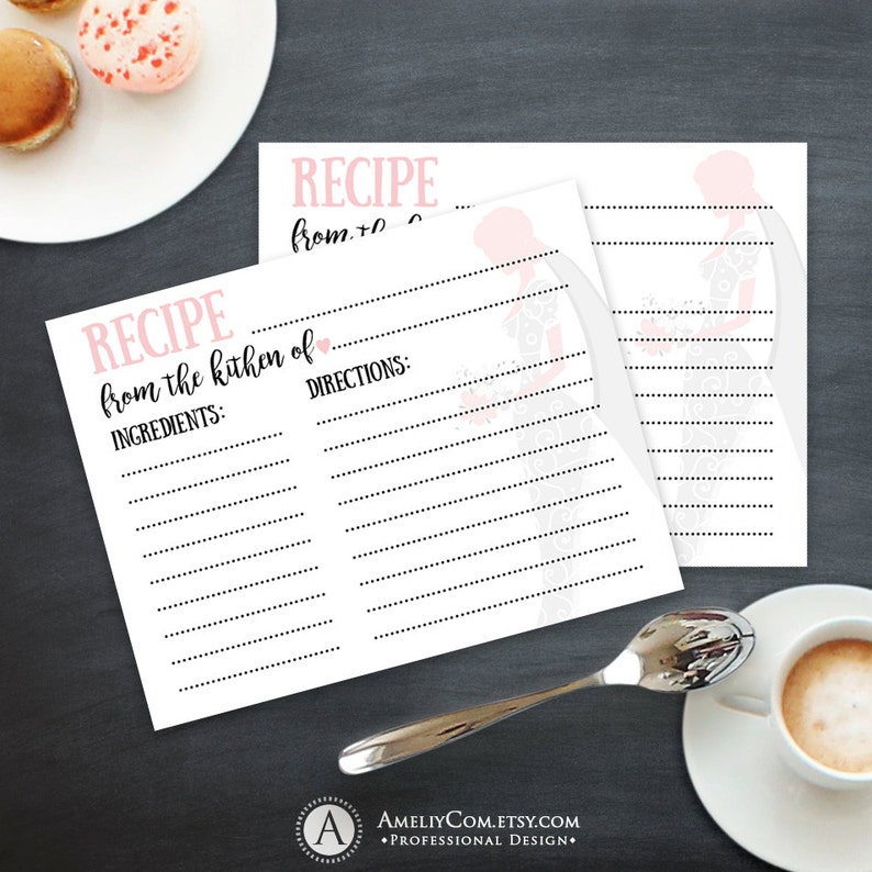 Recipes for Bride Printable Recipe Card Bridal Shower | Etsy