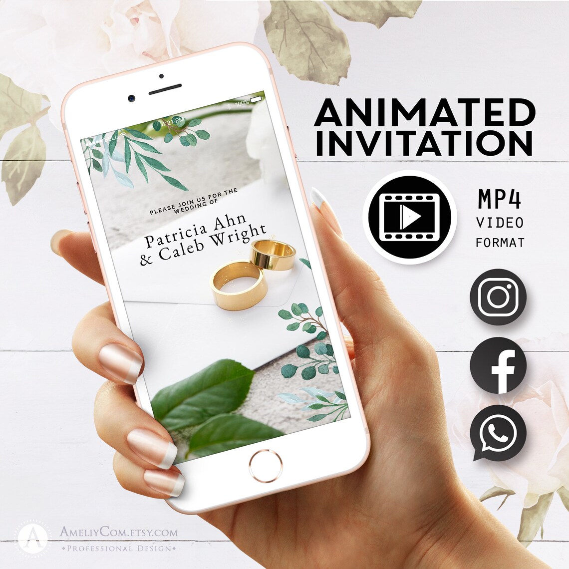 Animated Wedding Invitation with photo Digital Wedding | Etsy