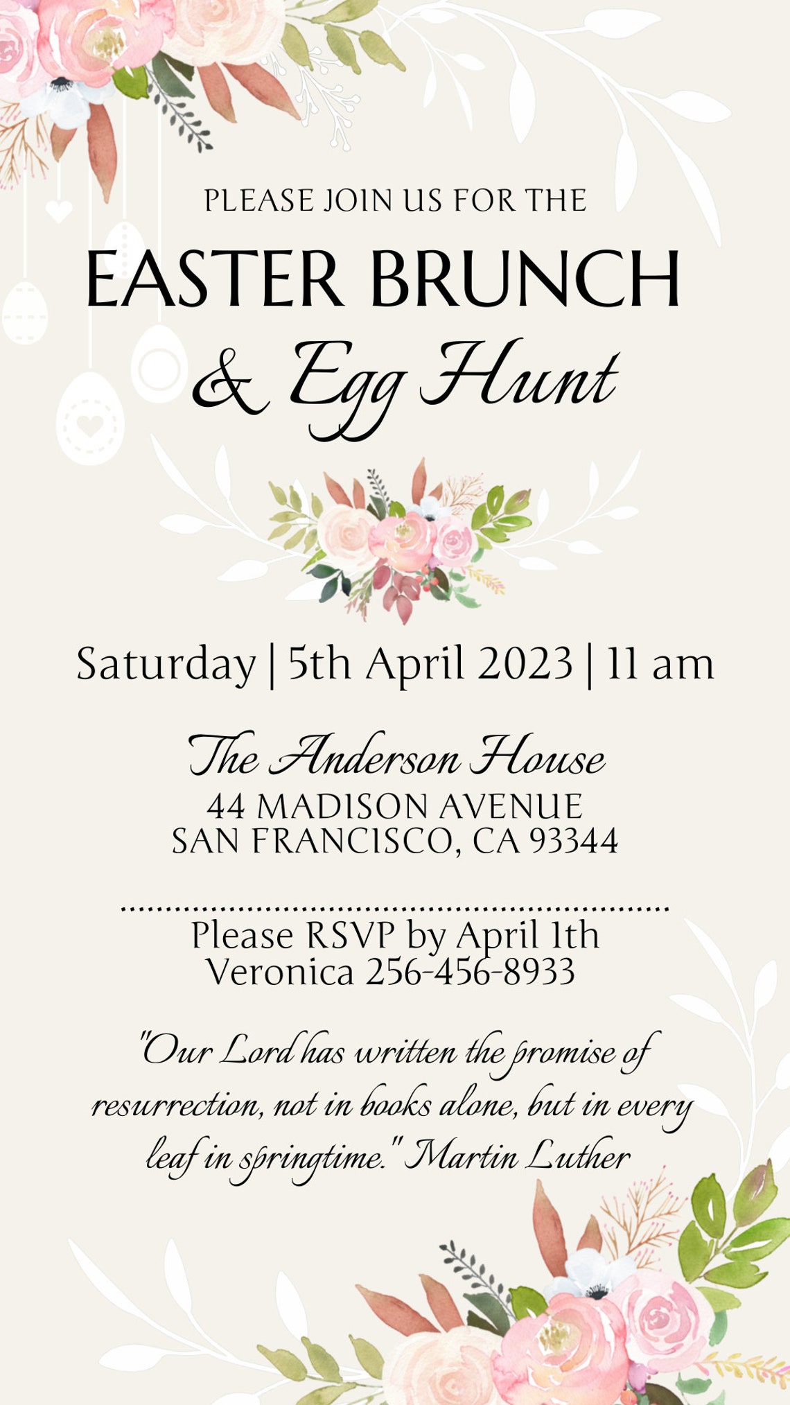 Easter Brunch Invitation Easter Party Invitation Easter - Etsy