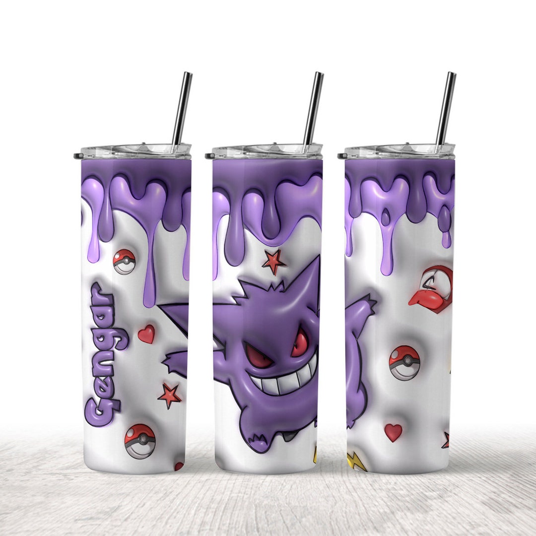 PKM Gengar 3D 20oz Skinny Tumbler Wrap PNG, Cartoon Anime Tumbler Png ...