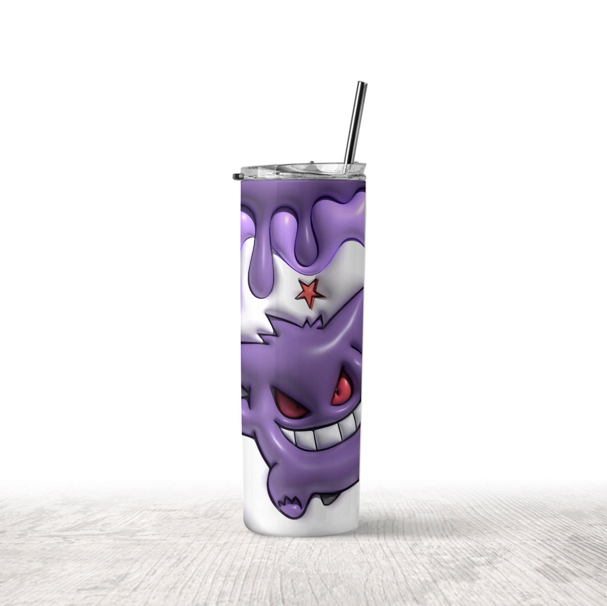 PKM Gengar 3D 20oz Skinny Tumbler Wrap PNG, Cartoon Anime Tumbler Png ...