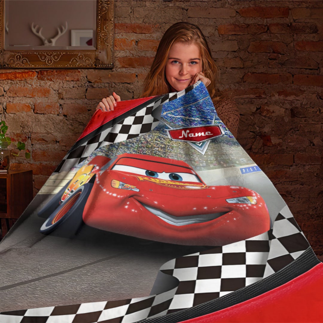 Custom Name Lightning Mcqueen Blanket, Disney Cars Blanket, Car Fleece ...