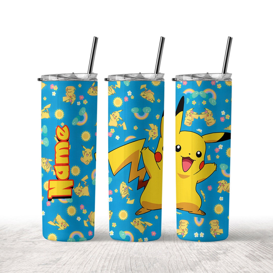 Personalized Name PKM Pikachu 20oz Skinny Tumbler Wrap PNG, Cartoon ...