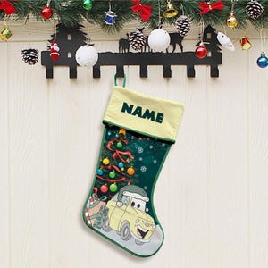 Custom Name Disney Cars Christmas Stocking, Family Christmas Stocking ...
