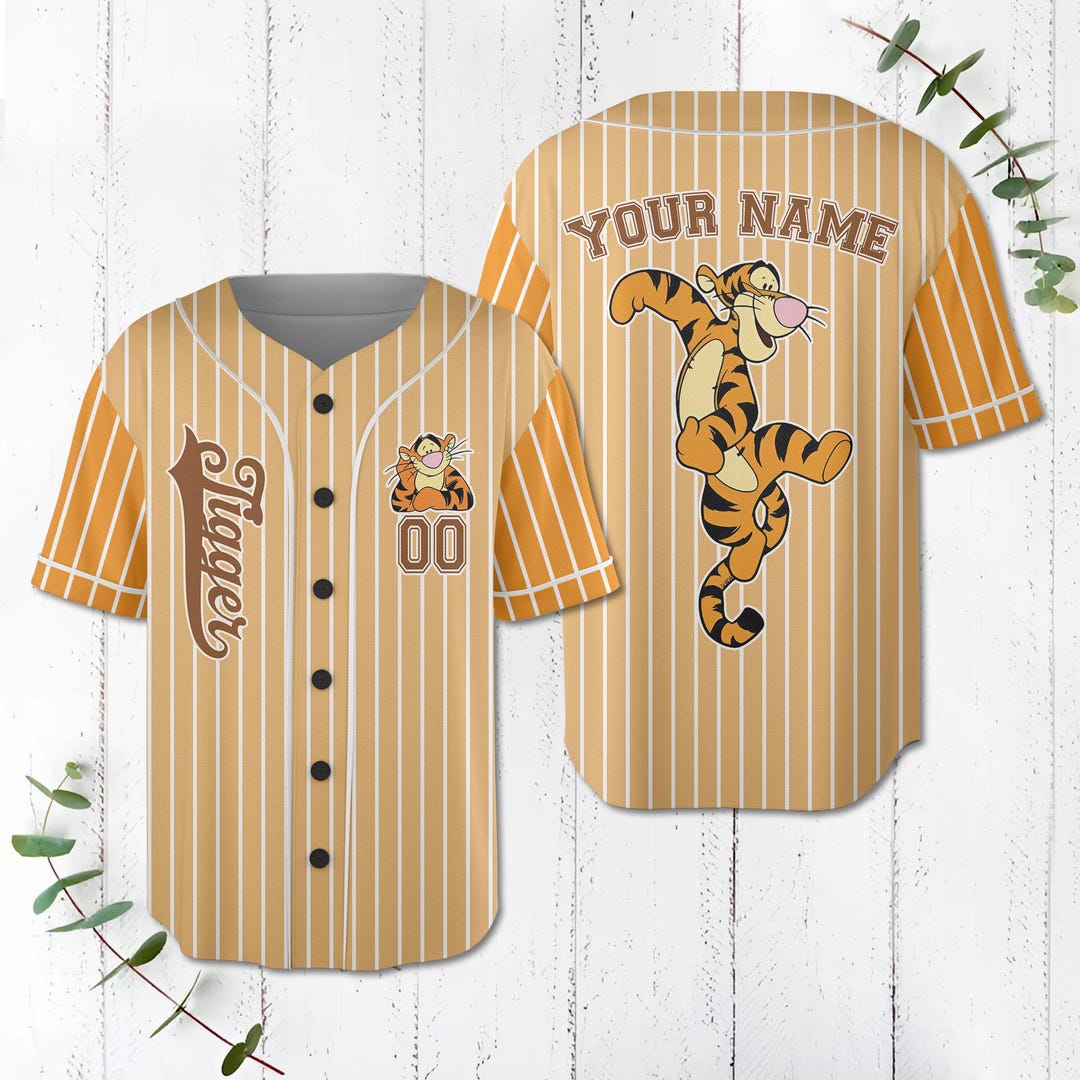 Custom Tigger Baseball Jersey With Name & Number, Winnie Pooh Tigger ...