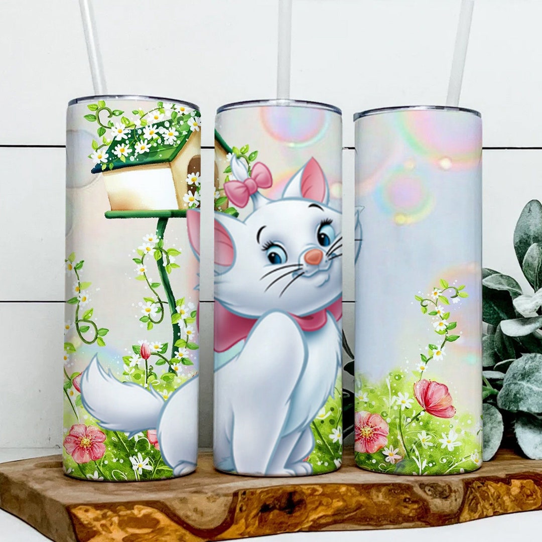Cute Marie Cat 20oz Skinny Tumbler Wrap PNG, the Aristocats Tumbler ...