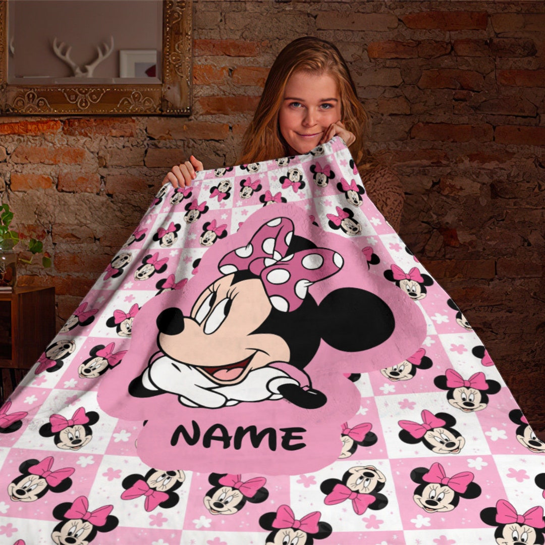Customized Minnie Mouse Blanket, Personalized Name Minnie Baby Blanket ...