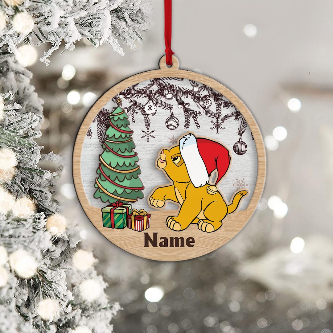 Personalized Christmas Simba Ornament, Custom Name Lion King Ornament ...