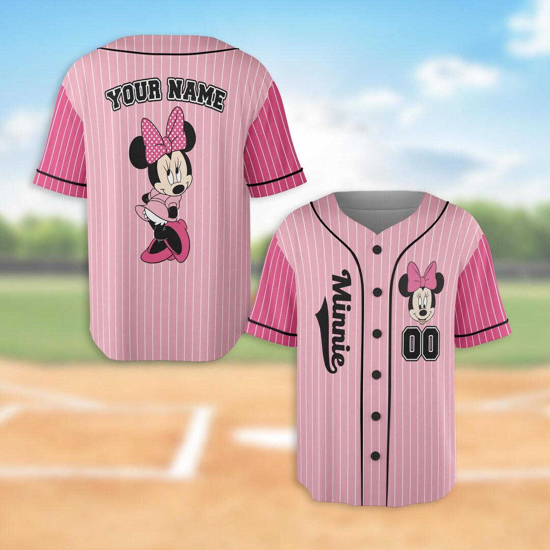 Custom Minnie Mouse Baseball Jersey, Disney Minnie Baseball Jersey ...