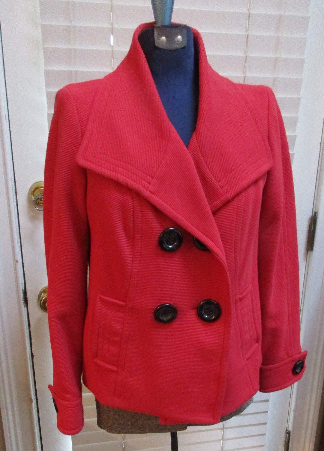 Vintage Red Short Jacket Double Breasted Black Buttons Size 8 - Etsy