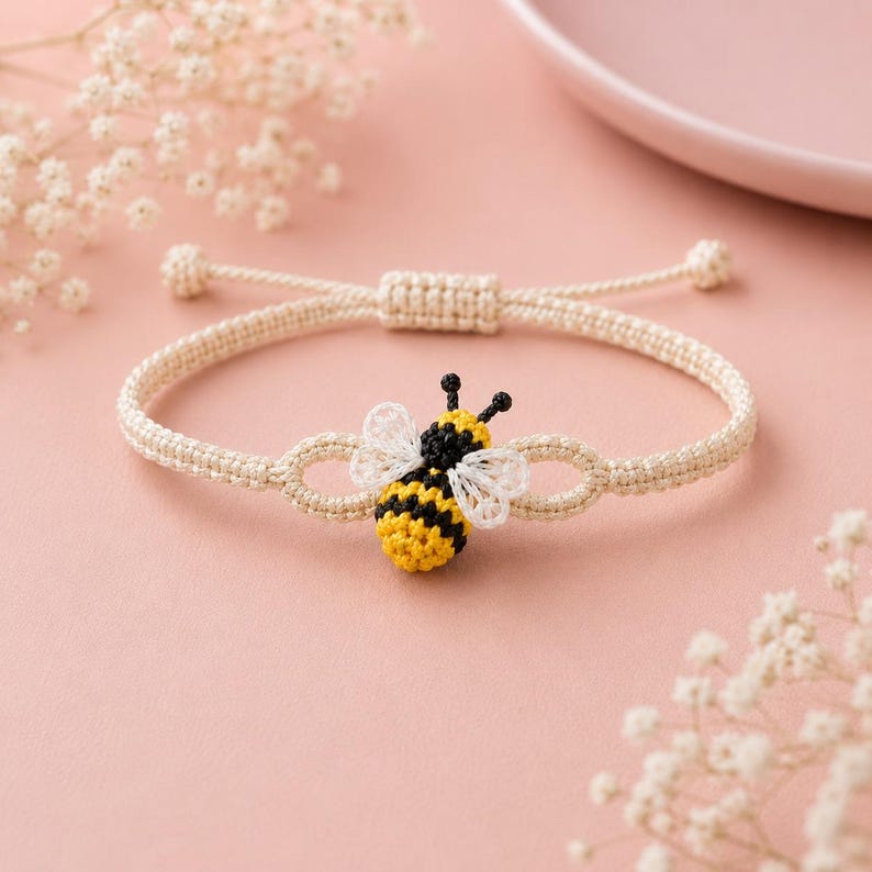 Crochet Bumble Bee Bracelet Pattern, Miniature Bee Jewelry Tutorial ...