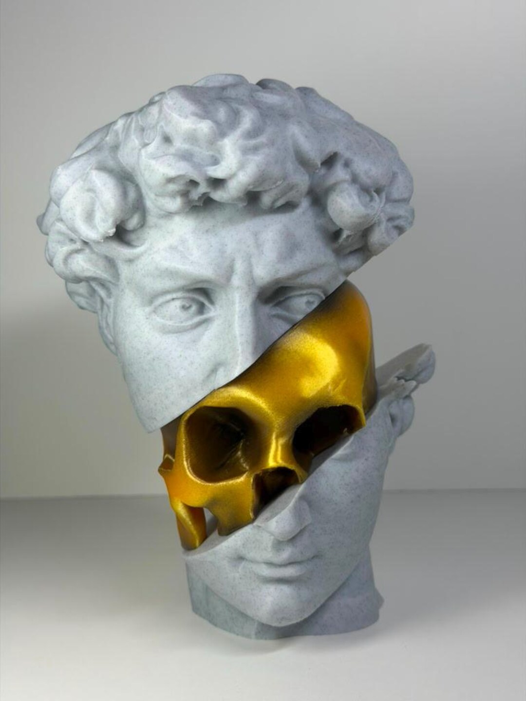 David Marble Bust With Golden Skull - Etsy