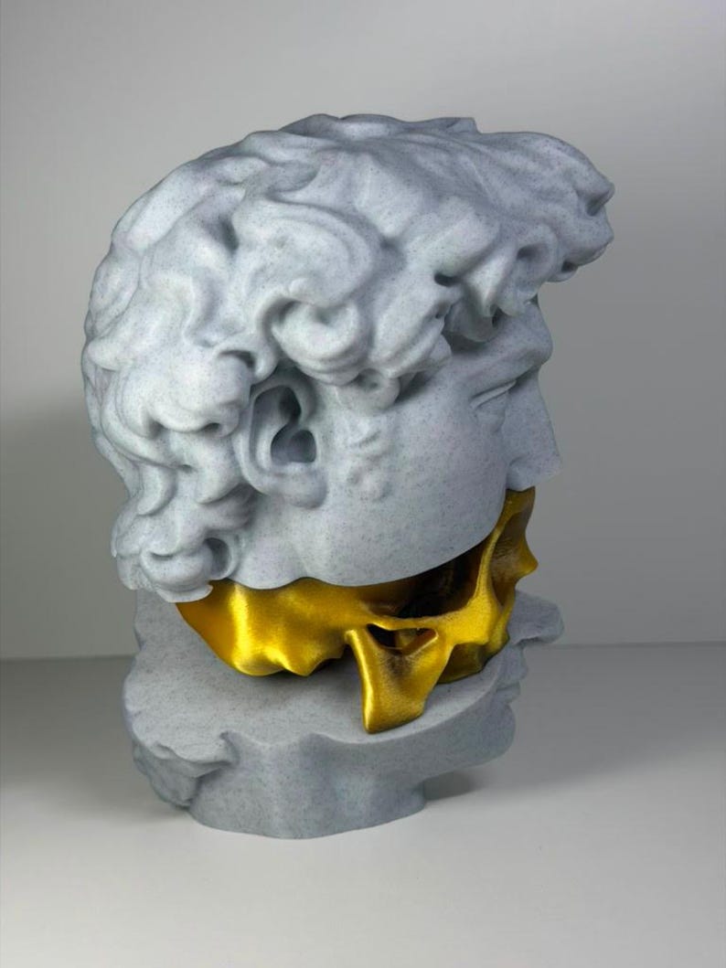 David Marble Bust With Golden Skull - Etsy