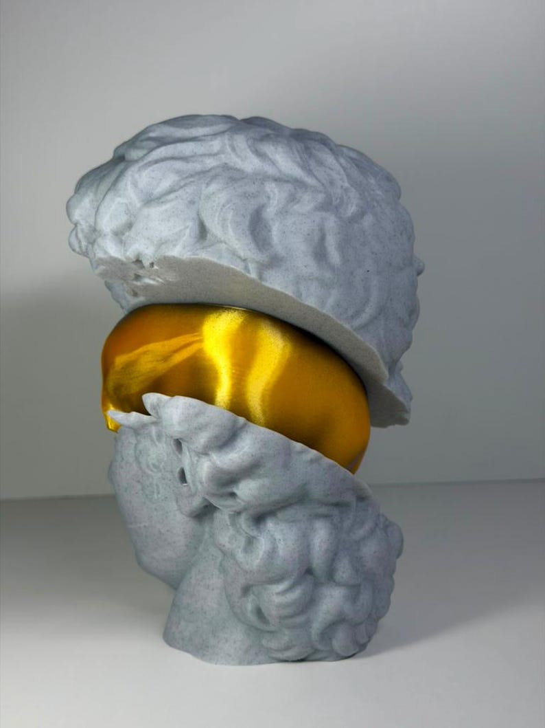 David Marble Bust With Golden Skull - Etsy