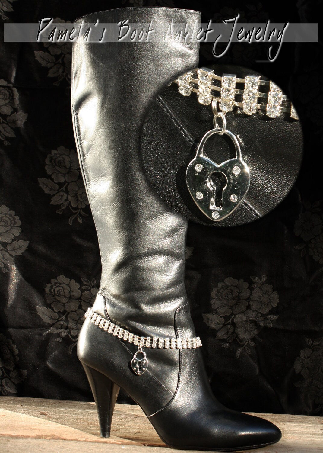 Boot Anklet Jewelry 3 Row Rhinestone With Rhinestone Lock - Etsy