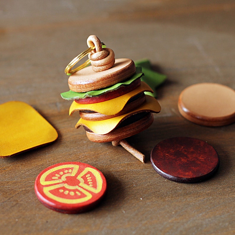 100% Handmade Hamburger Keychain - Mini Cute Cheeseburger - Hamburger ...