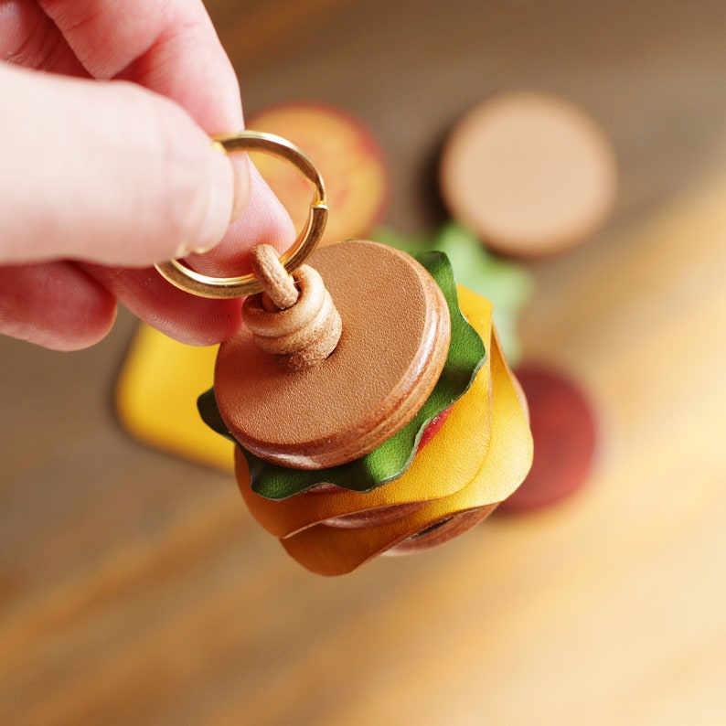100% Handmade Hamburger Keychain - Mini Cute Cheeseburger - Hamburger ...