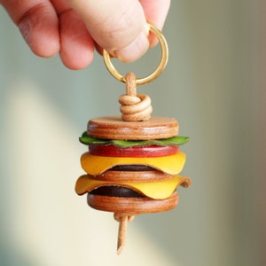 100% Handmade Hamburger Keychain - Mini Cute Cheeseburger - Hamburger ...