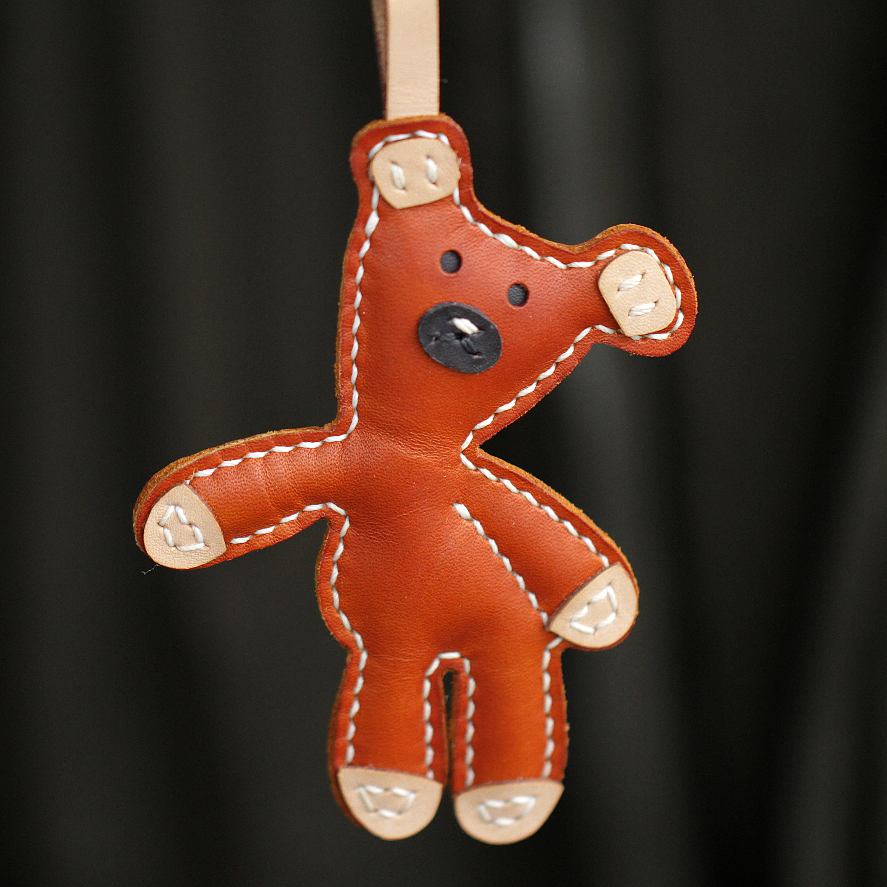 100% Handmade Cute Keychain Leather Mr Bean's Teddy Bear Keychain Bag ...