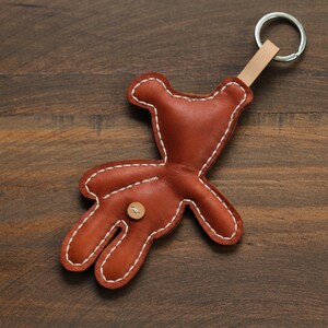 100% Handmade Cute Keychain Leather Mr Bean's Teddy Bear Keychain Bag ...